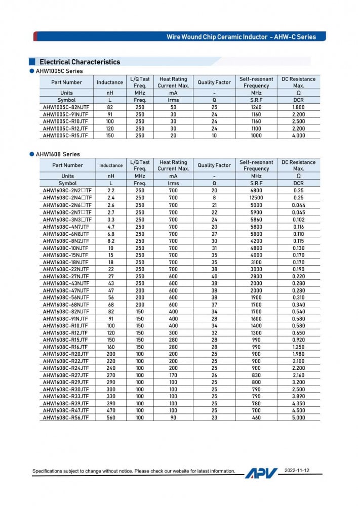 APV datasheet page 3