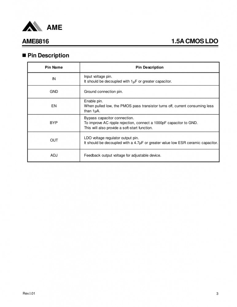 AME8816 datasheet page 3