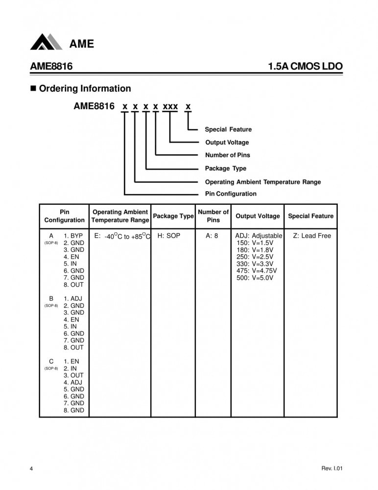 AME8816 datasheet page 4