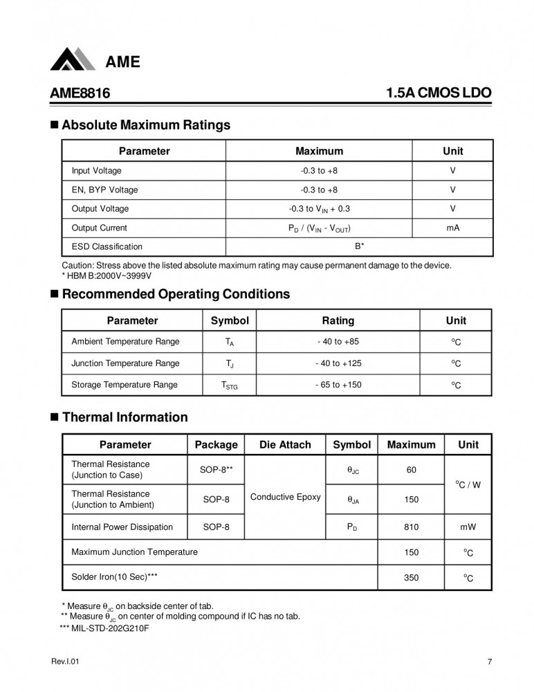 AME8816 datasheet page 7
