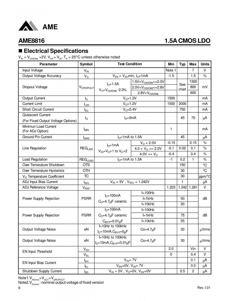 AME8816 datasheet page 8
