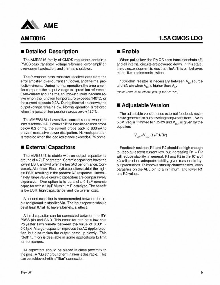 AME8816 datasheet page 9