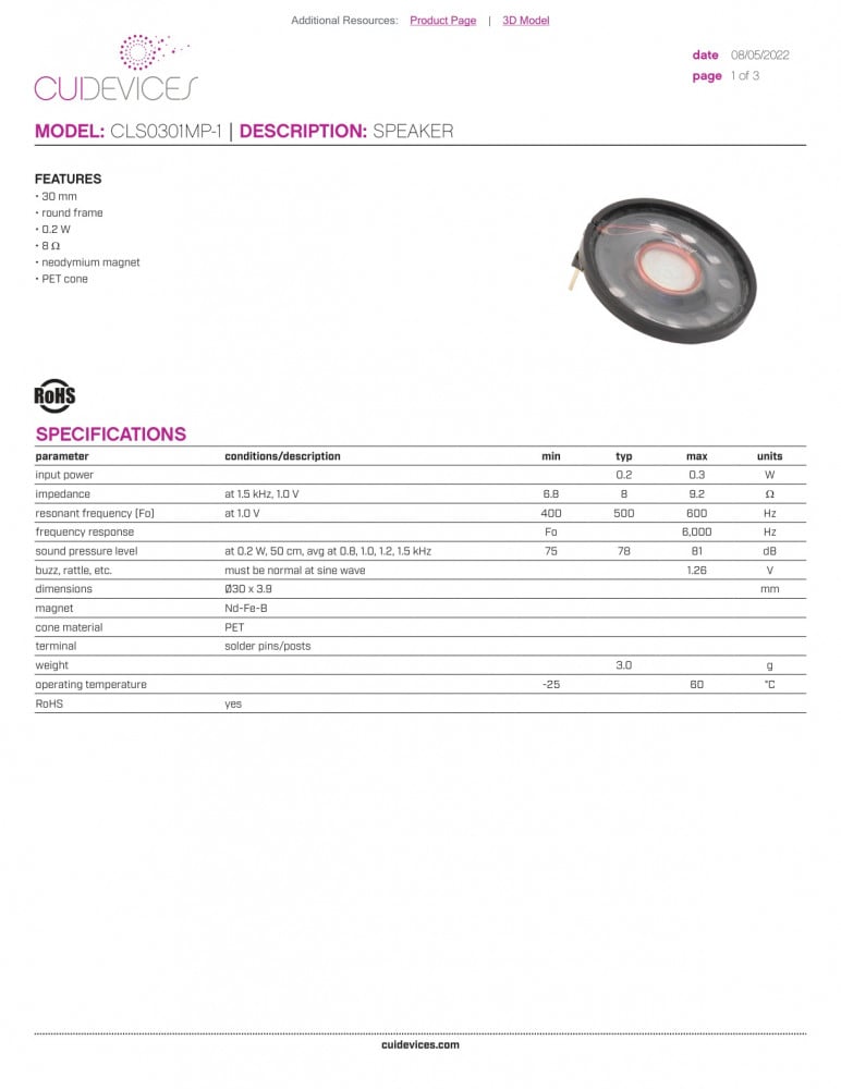 CLS0301MP-1 technical document page 1