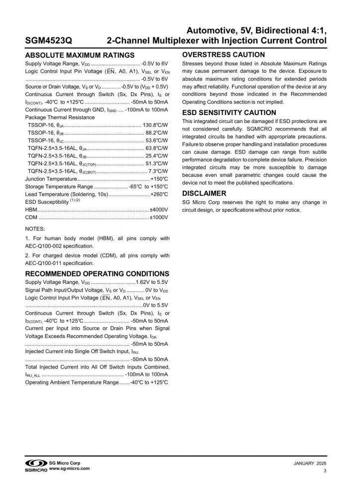 SGM4523Q datasheet page 3