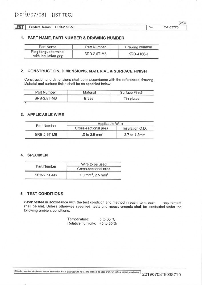 JST SRB-2.5T-M5 product specification page 2