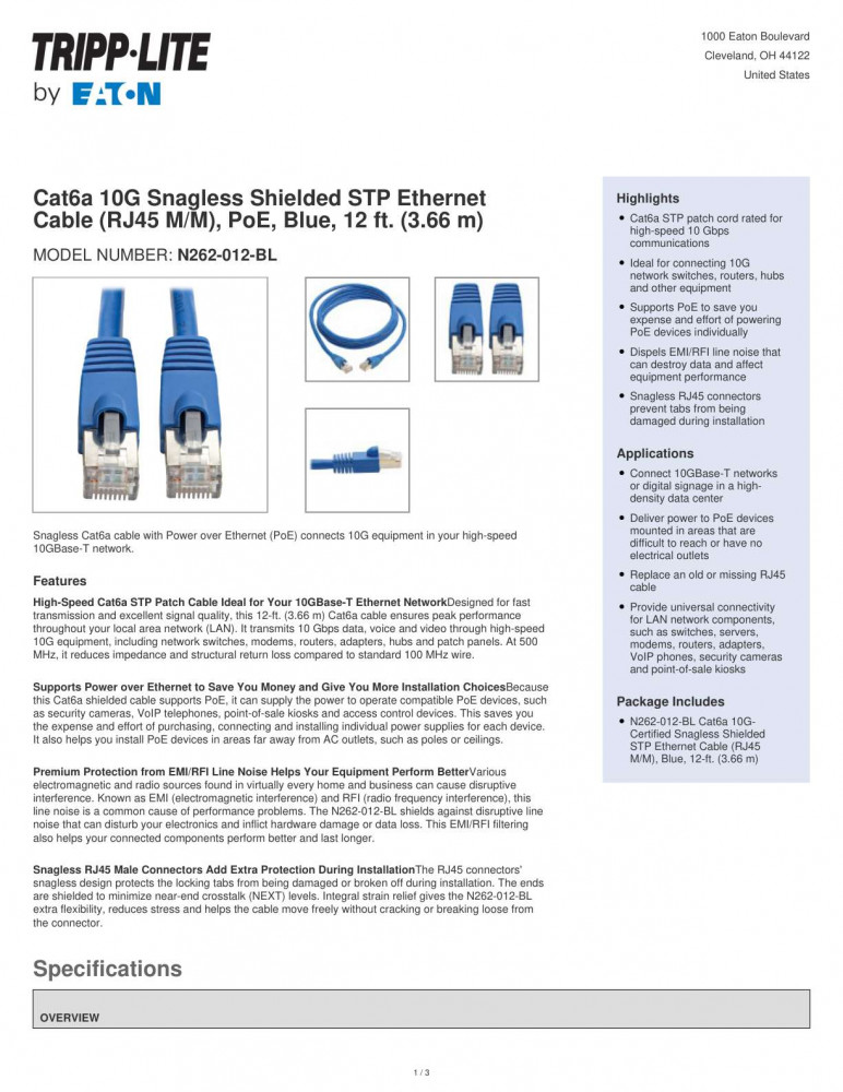 N262-012-BL technical document page 1
