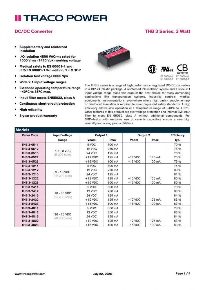 THB 3 Series technical document page 1