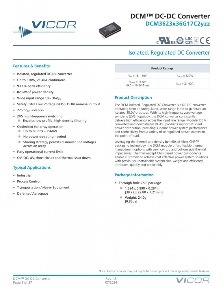 DCM3623T36G17C2T00 datasheet page 1