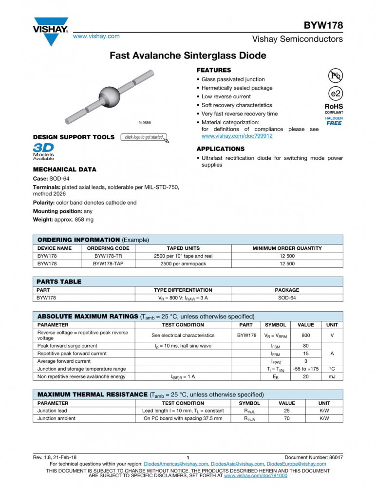 BYW178-T datasheet page 1