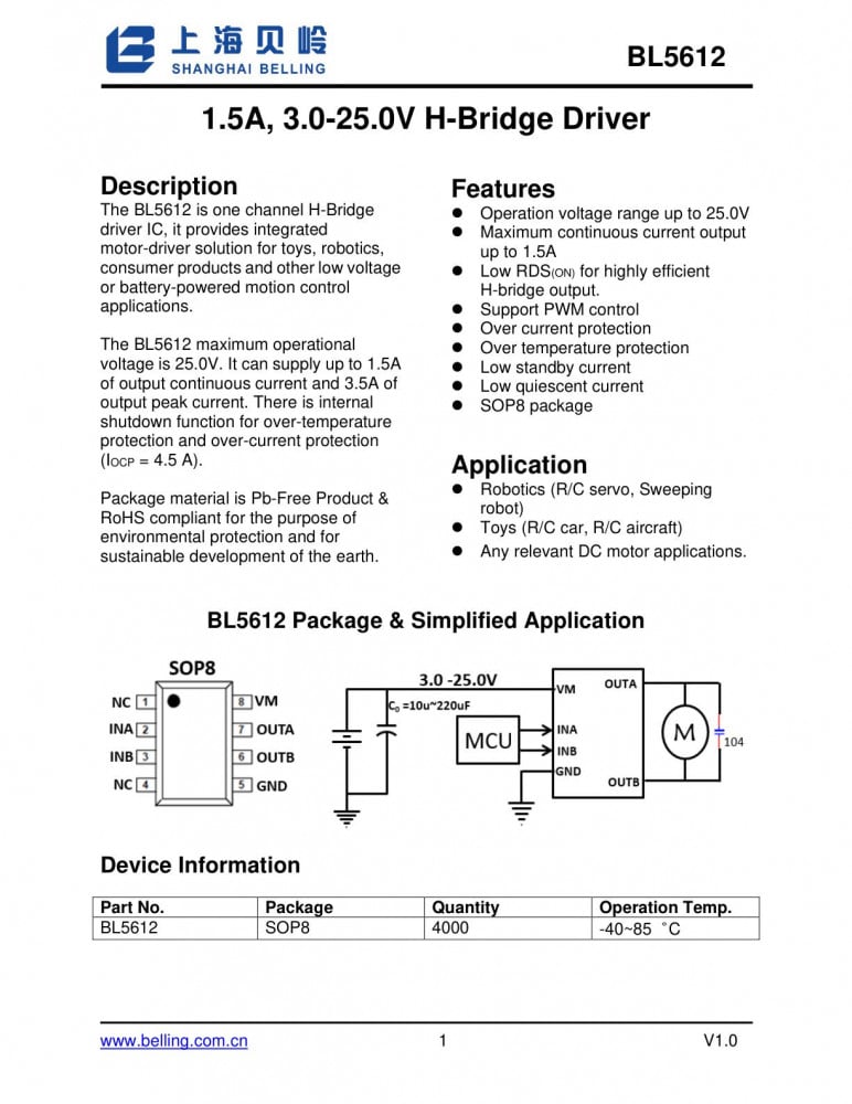BL5612 datasheet page 1