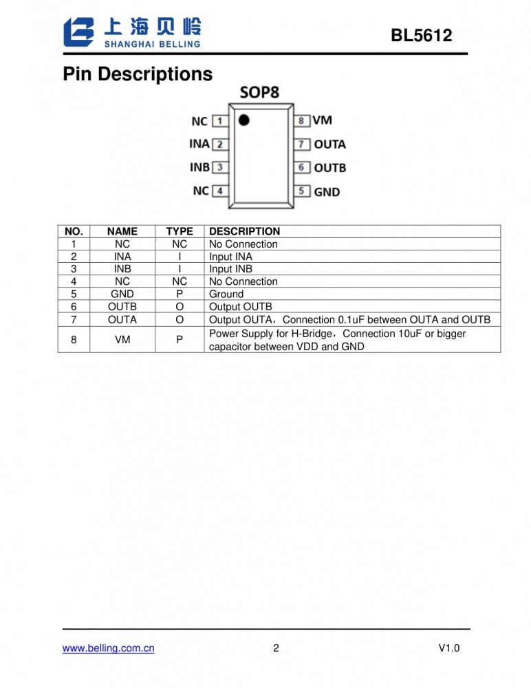 BL5612 datasheet page 2