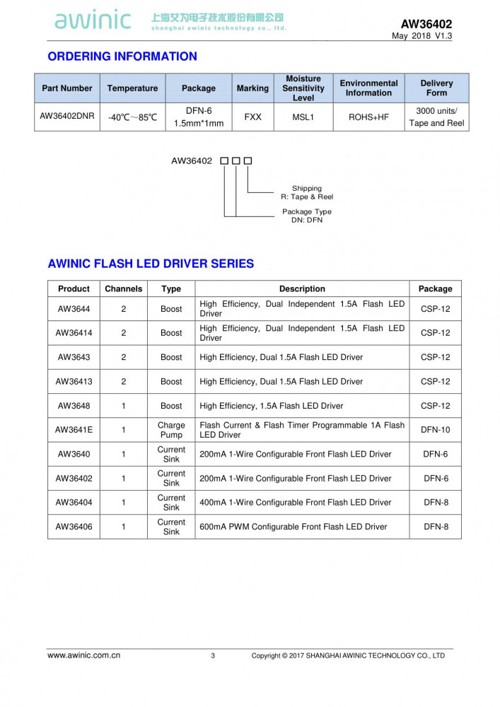 AW36402DNR datasheet page 3