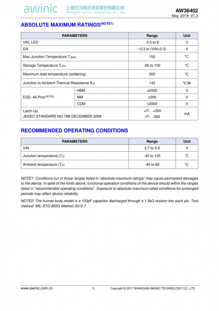 AW36402DNR datasheet page 5