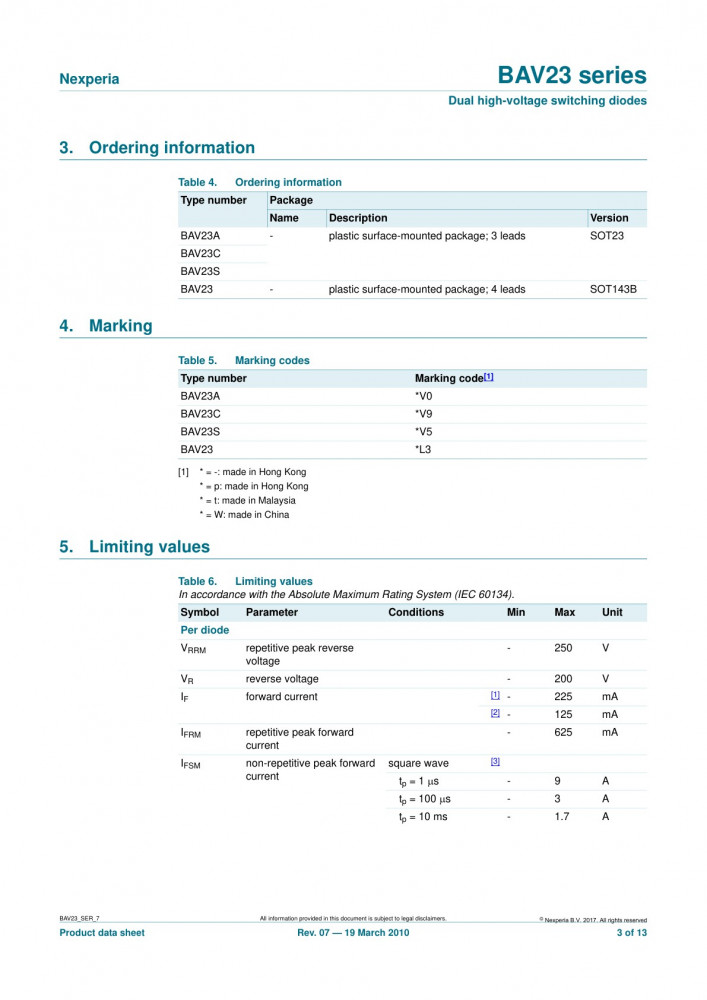 BAV23A datasheet page 3