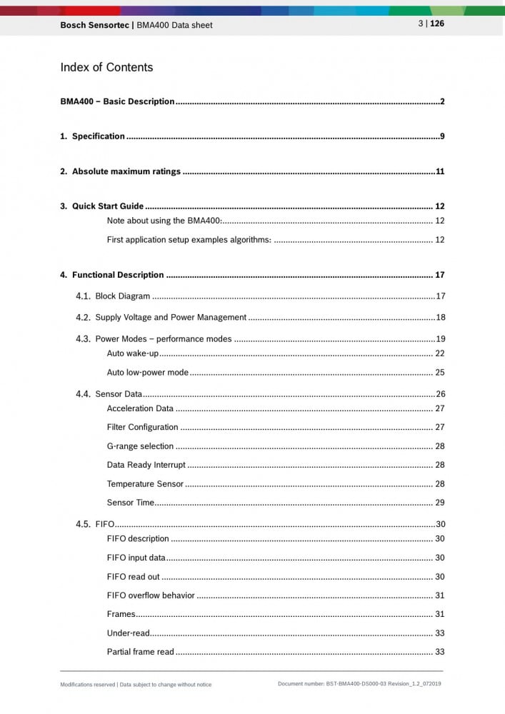 BMA400 datasheet page 3