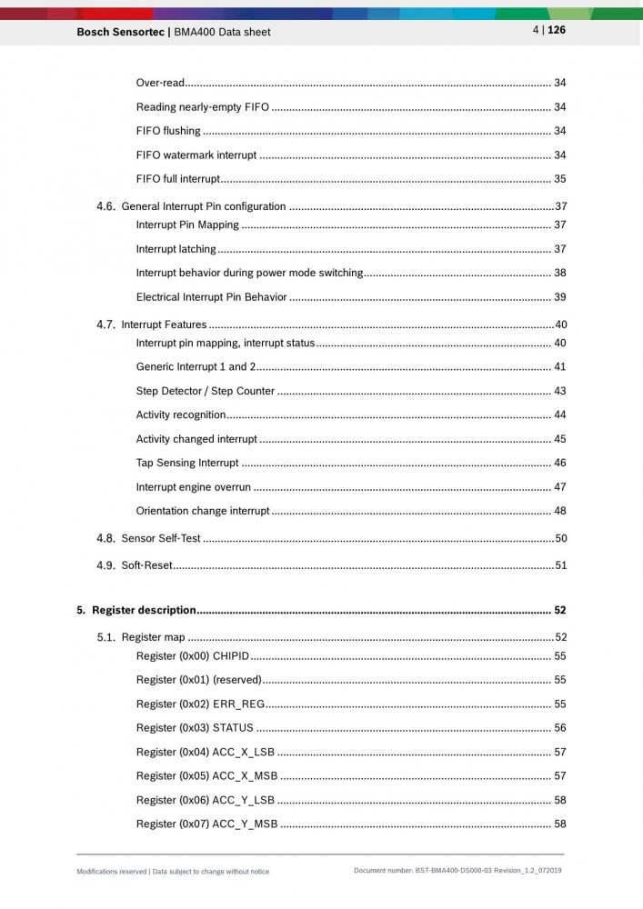 BMA400 datasheet page 4