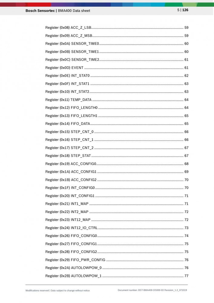BMA400 datasheet page 5
