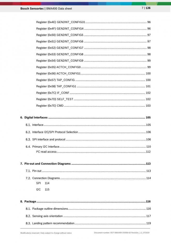 BMA400 datasheet page 7