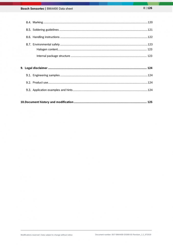 BMA400 datasheet page 8