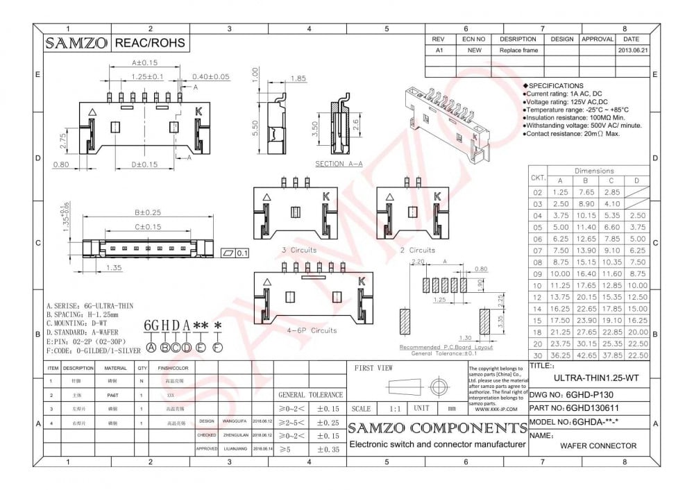 SAMZO 6GHDA030 technical drawing