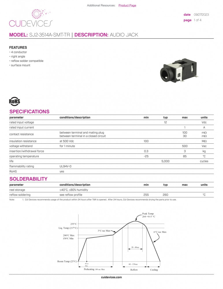 SJ2-3514A-SMT-TR datasheet page 1