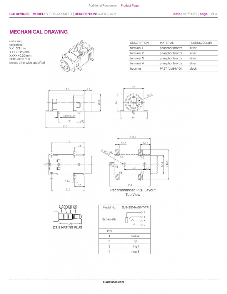 SJ2-3514A-SMT-TR datasheet page 2