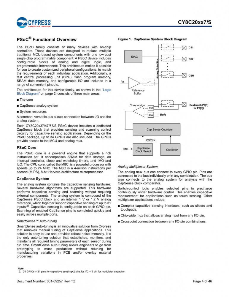 CY8C20337 datasheet page 4