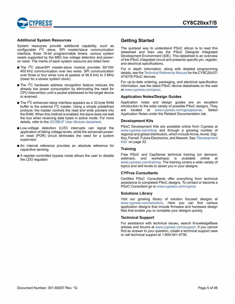 CY8C20337 datasheet page 5