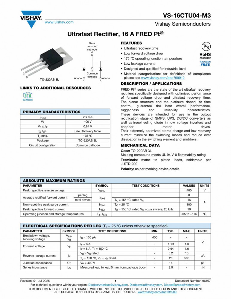 VS-16CTU04-M3 datasheet page 1