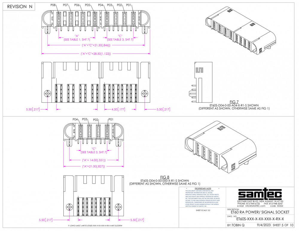 Samtec ET60 drawing sheet 5