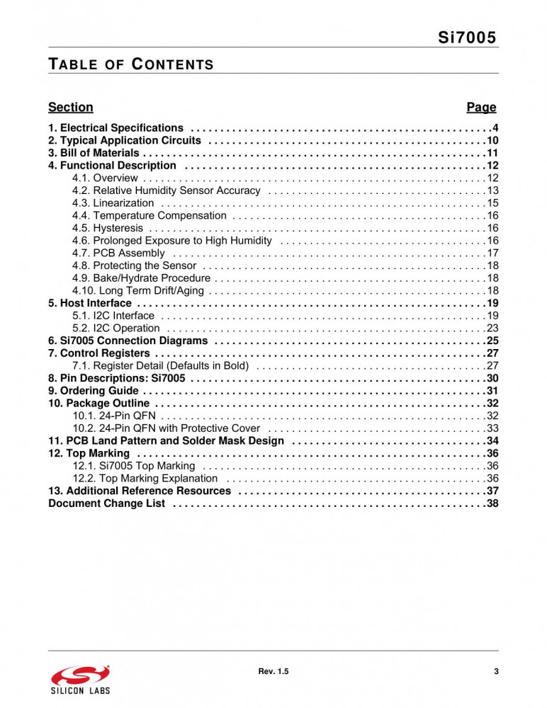 SI7005 documentation page 3
