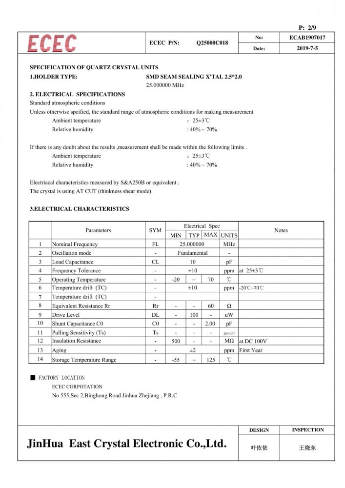 Q25000C018 specification page 3