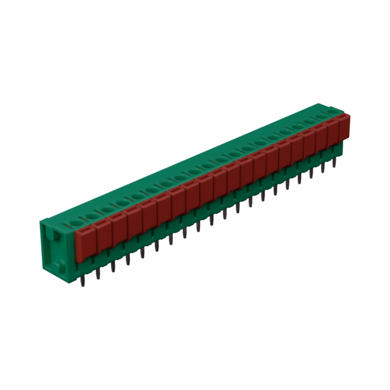 5.00mm Pitch, Eurostyle Fixed-Mount Push-Button Terminal Block, Vertical, 10A, 22-14 AWG, Green, 20 Circuits for sale