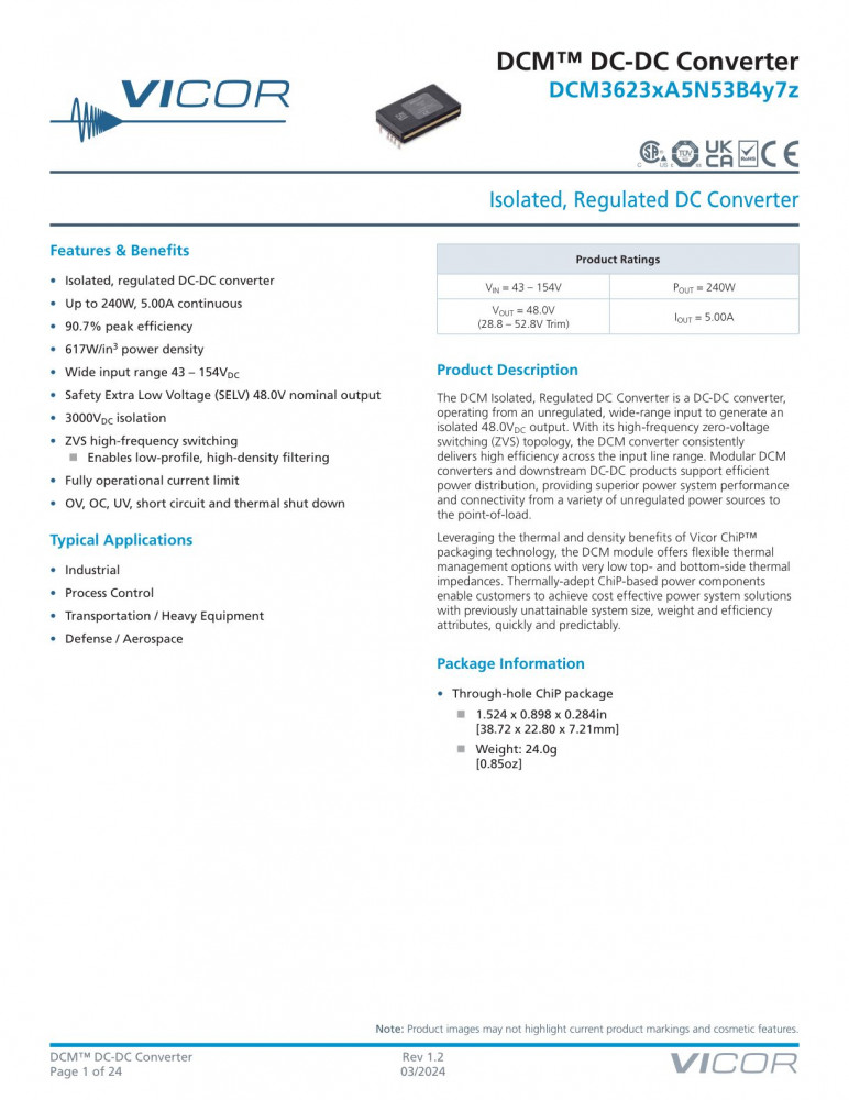 DCM3623 datasheet page 1