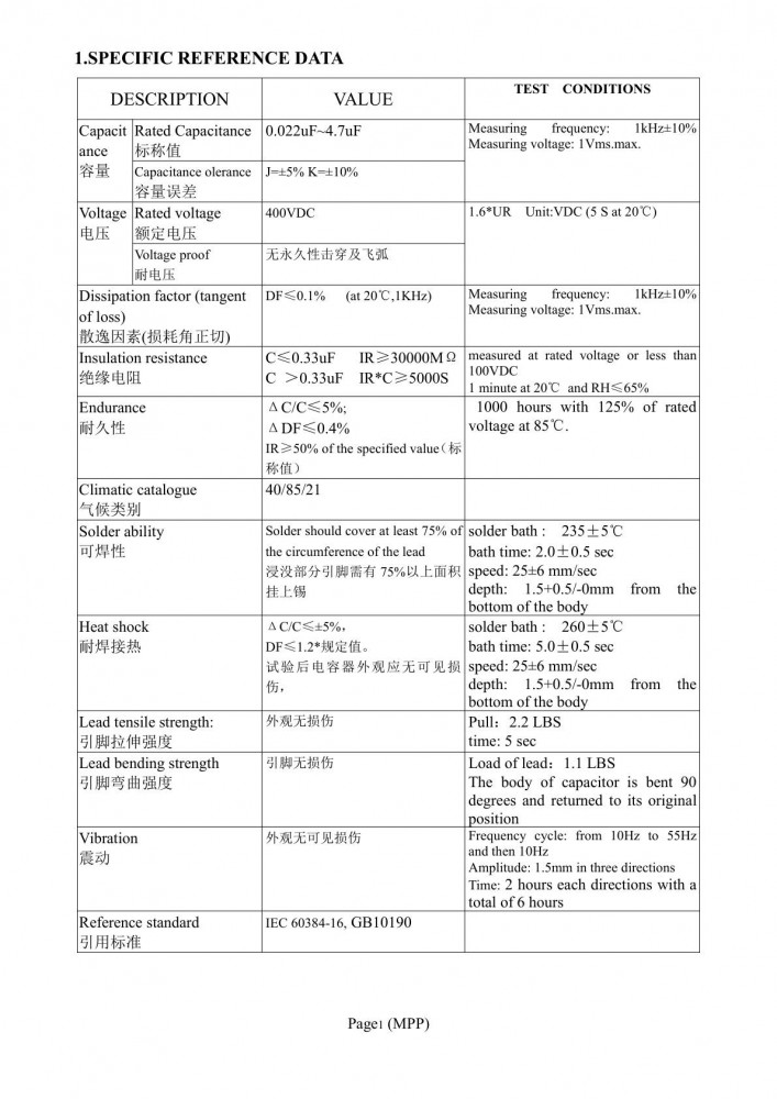 Jimson MPP specification page 2