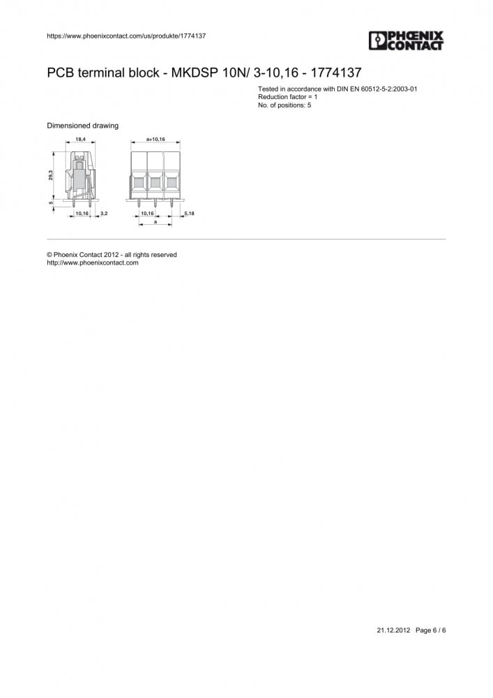 Phoenix Contact 1774137 dimensioned drawing
