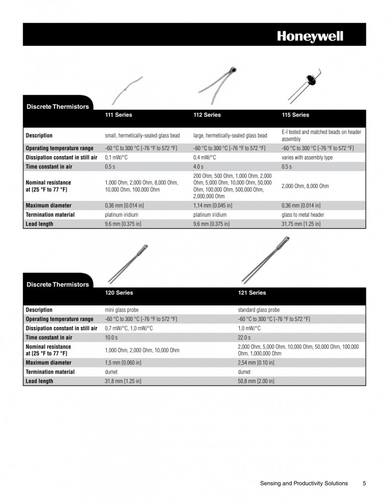 Honeywell temperature sensor documentation page 5