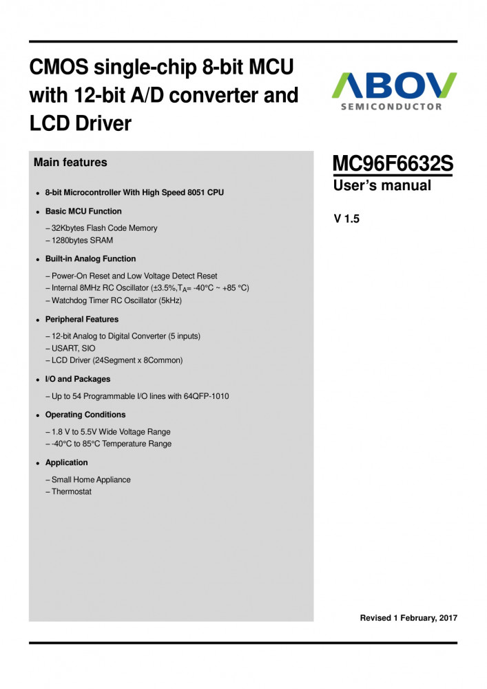MC96F6632S technical document page 1