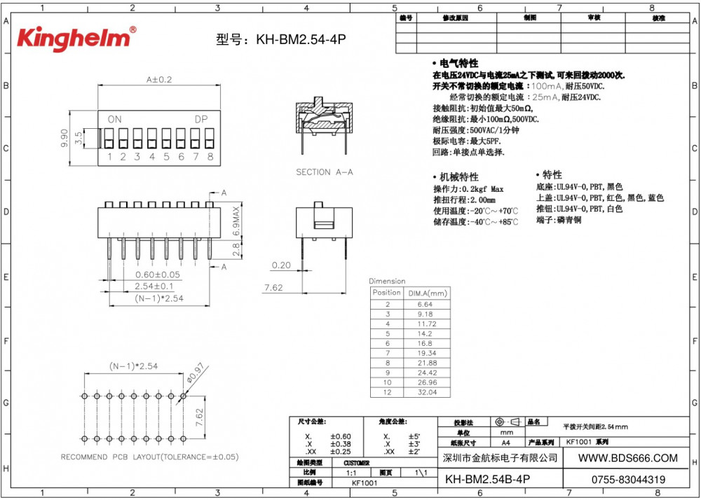 KH-BM2.54B-4P technical document