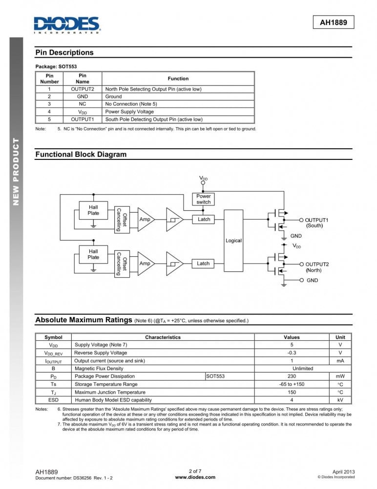 AH1889-Z-7 datasheet page 2