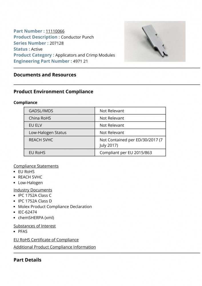 Technical document page 1 for product 11110066