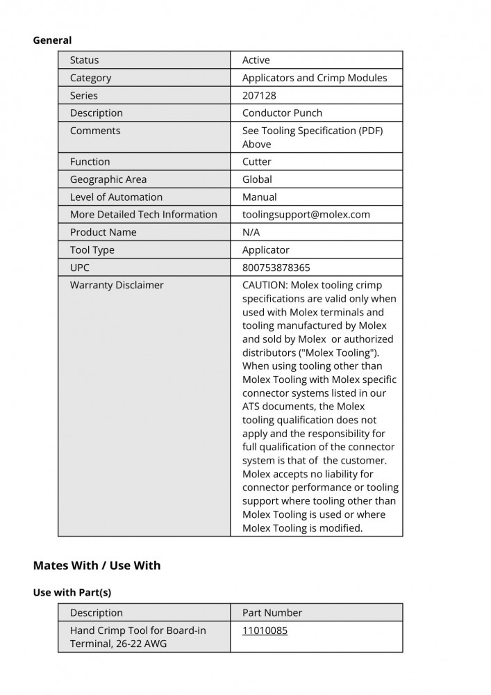 Technical document page 2 for product 11110066