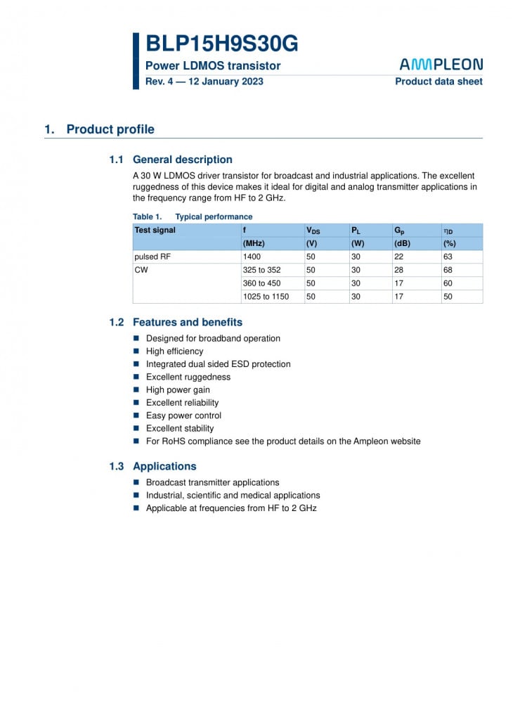 BLP15H9S30GXY datasheet page 1