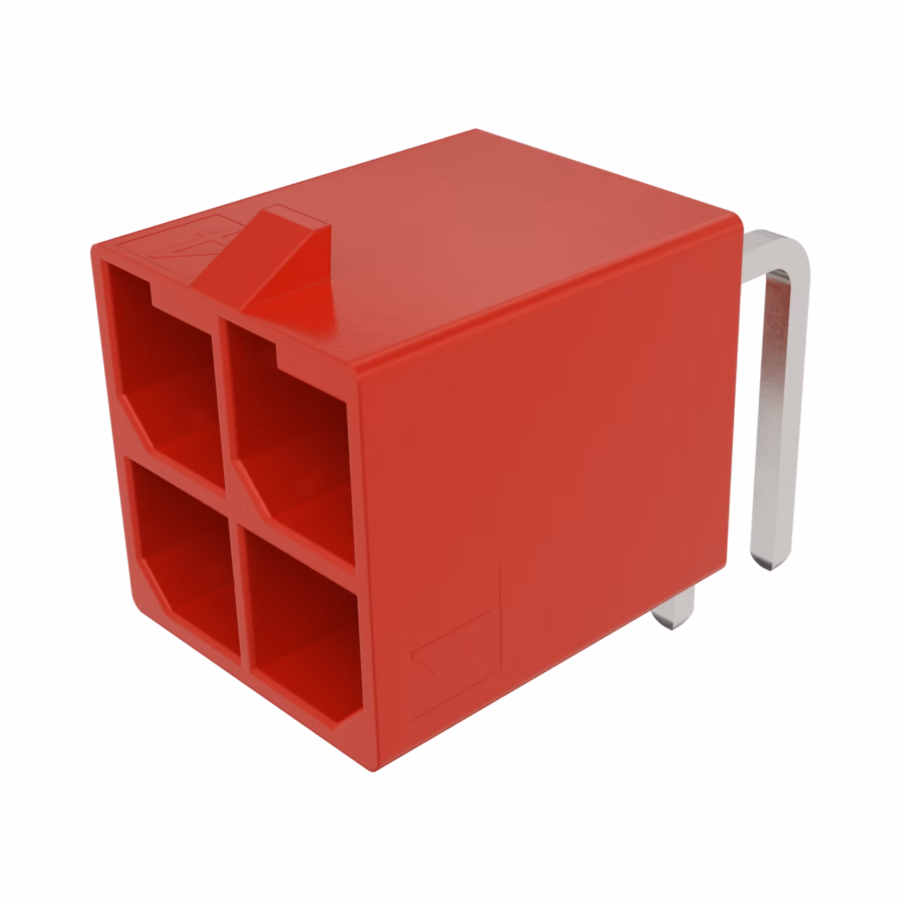 Mega-Fit ColorLock Right-Angle Header, 5.70mm Pitch, Through Hole, Dual Row, 4 Circuits, Matte Tin (Sn) Plating, 3.60mm Tail Length, Glow-Wire Capable, Tray, Red for sale