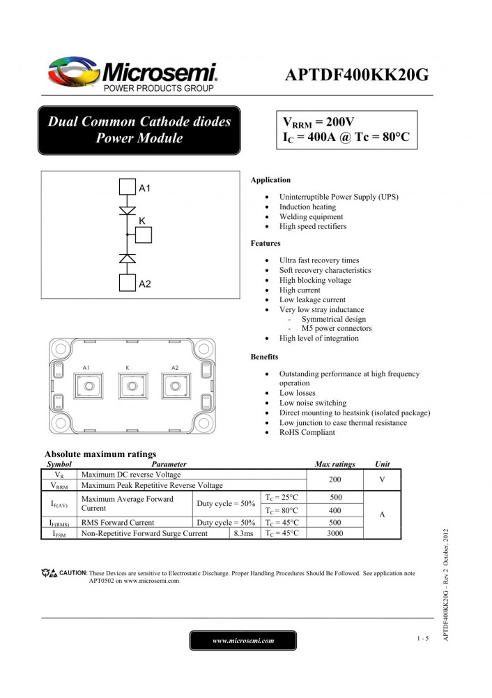 APTDF400KK20G datasheet page 1