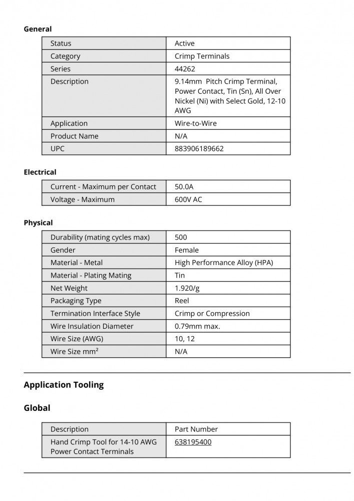 Technical document page 2 for MOLEX 442624632