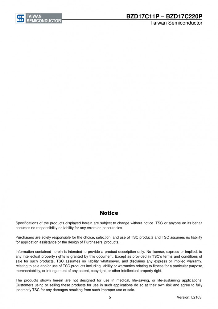 Taiwan Semiconductor BZD17C33P technical document, page 5