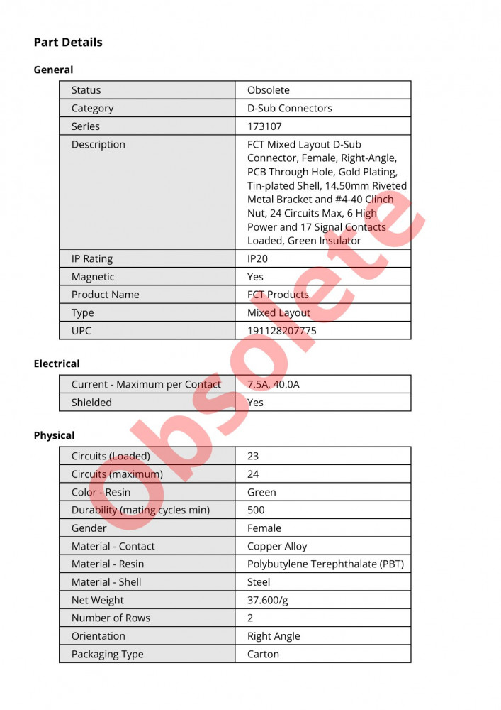 Technical document page 2 for MOLEX 1731070349