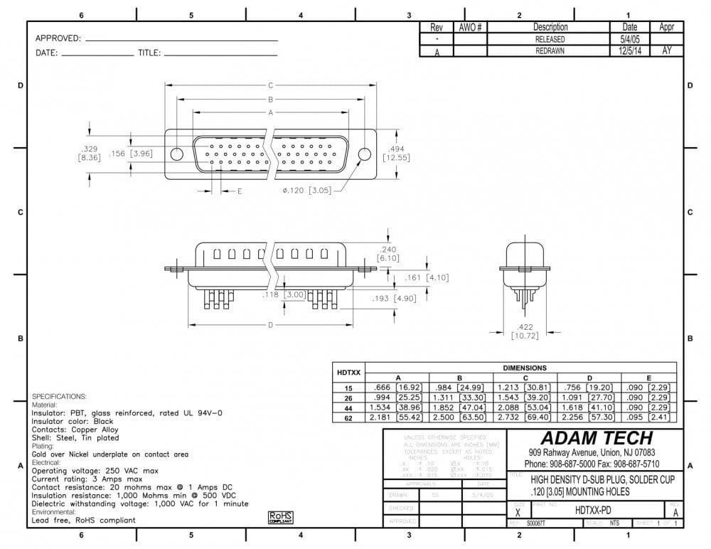 ADAM TECH HDT15-PD technical document preview