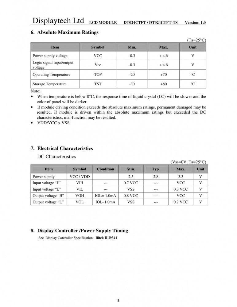 DT024CTFT specification page 9